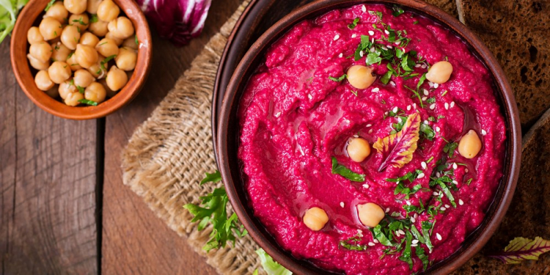 Recette Houmous à la betterave et roquette - FRIJE